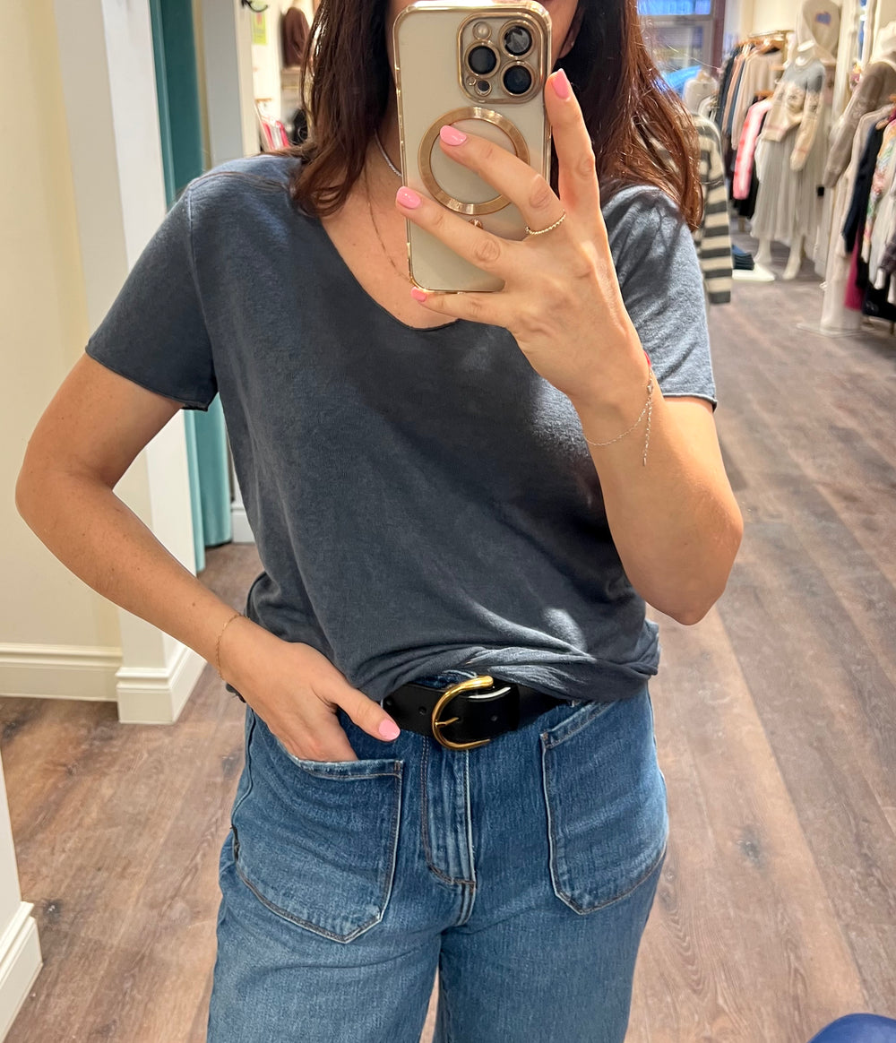 DORA MIDNIGHT BURNOUT VNECK | Sustainable Fashion | Boa Boutique