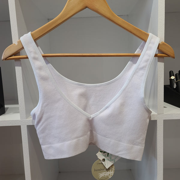 RIB BAMBOO SPORT WHITE BRA | Sustainable Fashion | Boa Boutique